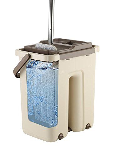 Self Cleaning - Self Drying Flat Mop & Bucket System With 2 Reusable ...